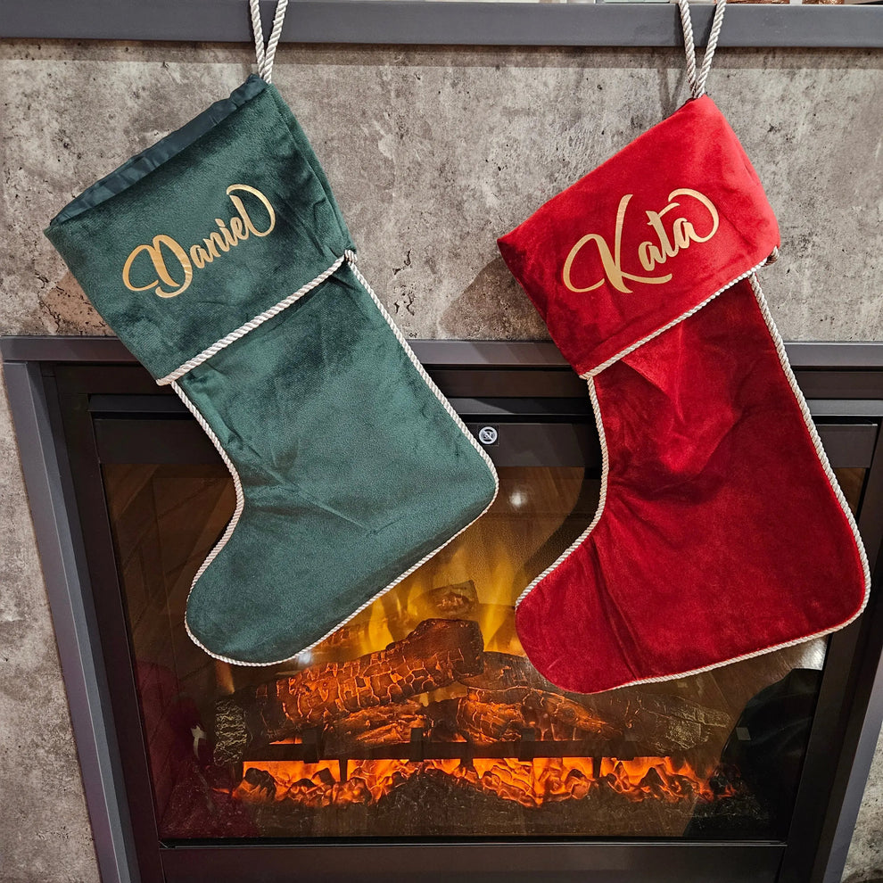 Personalised Red Velvet Santa Stocking – Custom Name | Funky Gifts ...